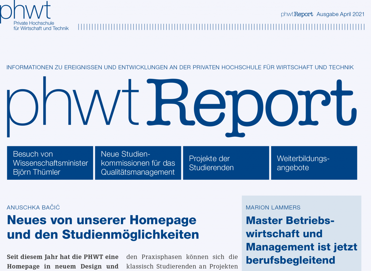 Neuer PHWT-Report online! - PHWT | Deine duale Hochschule